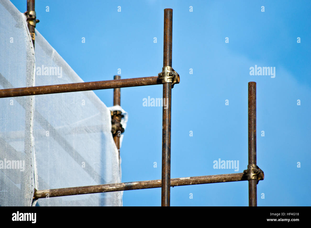 scaffolding of iron pipes and network used for the restoration of ...