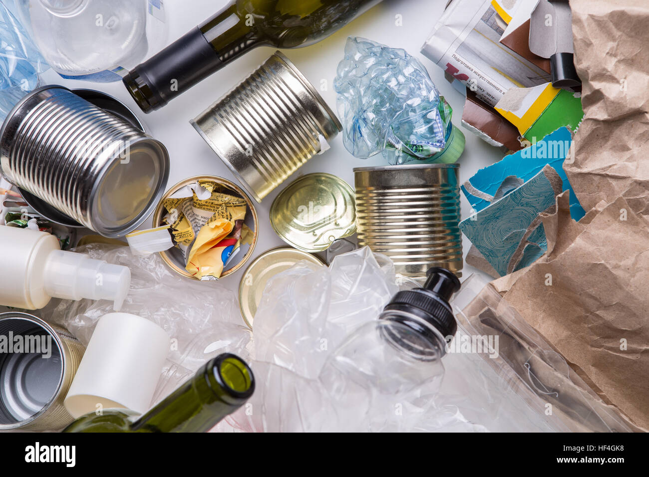 Photo garbage for recycling close up on blank white background Stock ...