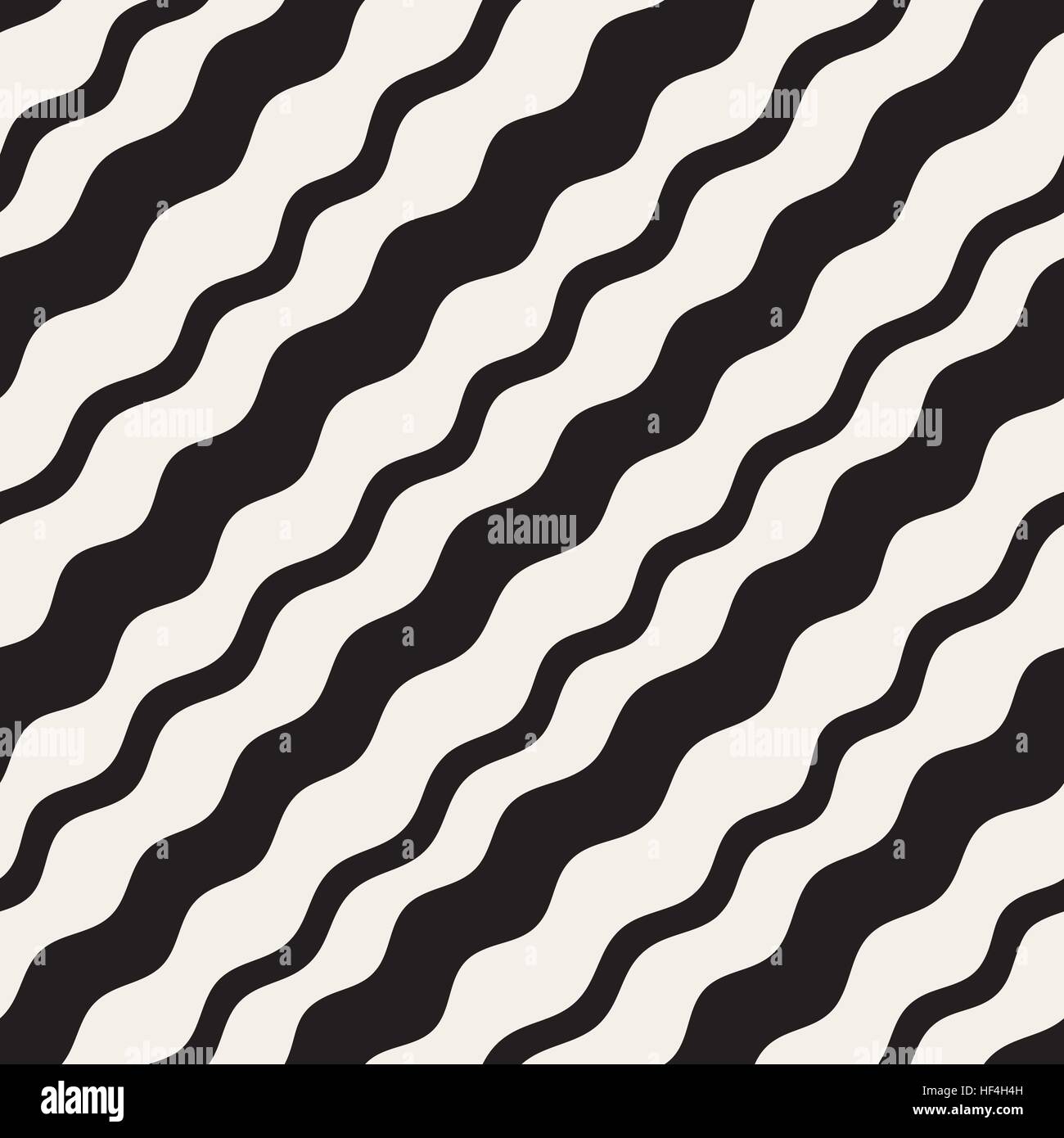Vector Seamless Black and White Hand Drawn Diagonal Wavy Lines Pattern ...