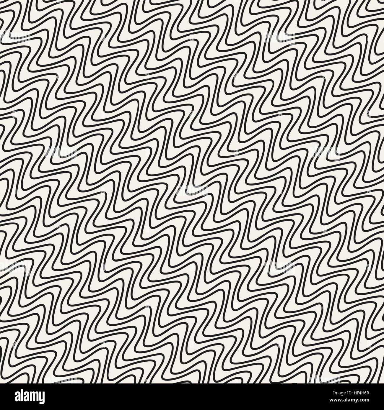 Wavy Ripple Lines. Vector Seamless Black and White Pattern Stock Vector ...