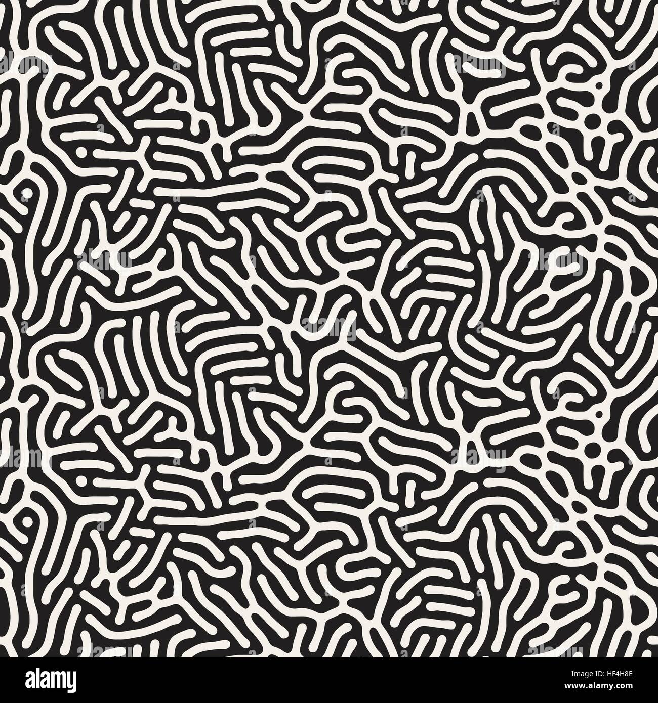 Organic Irregular Rounded Lines. Vector Seamless Black and White ...