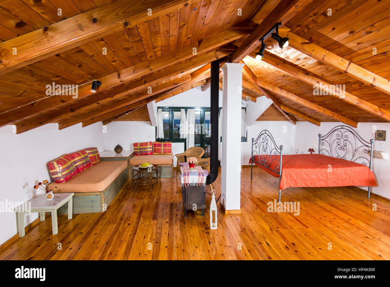 beautiful interior of a traditional attic for holidays Stock Photo - Alamy