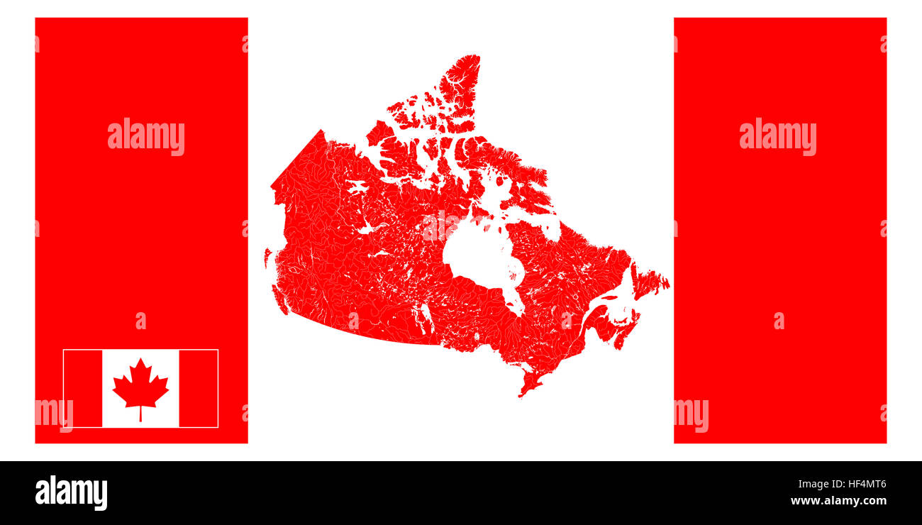 Map of Canada with rivers and lakes Stock Photo - Alamy