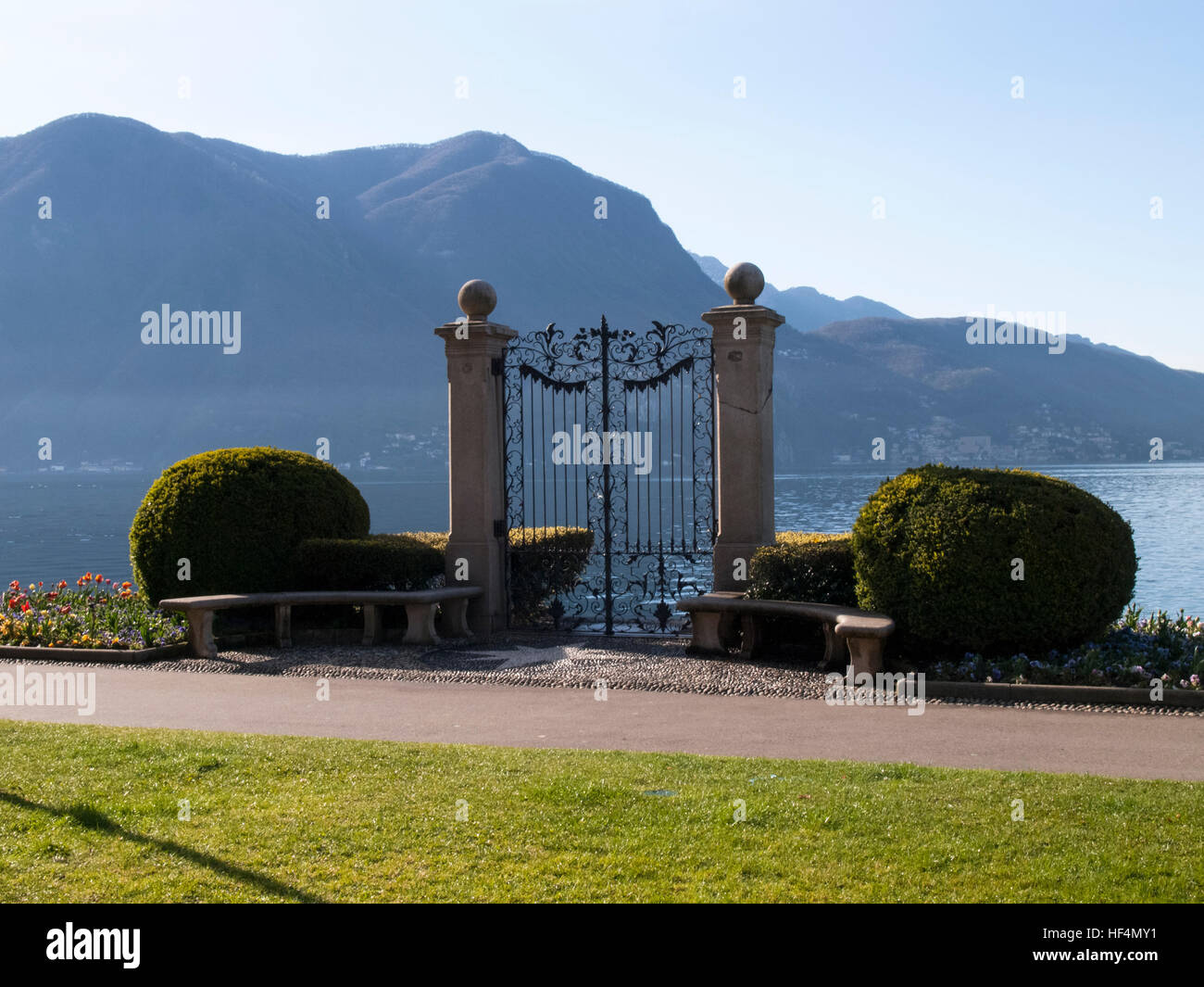 Lugano, Switzerland: Parco Ciani, famous gate to the lake separating ...