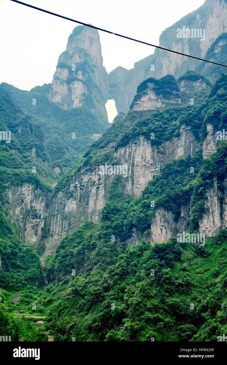 Heavens door at Tianmenshan or Mount Tianmen in the city of Zhangjiajie ...