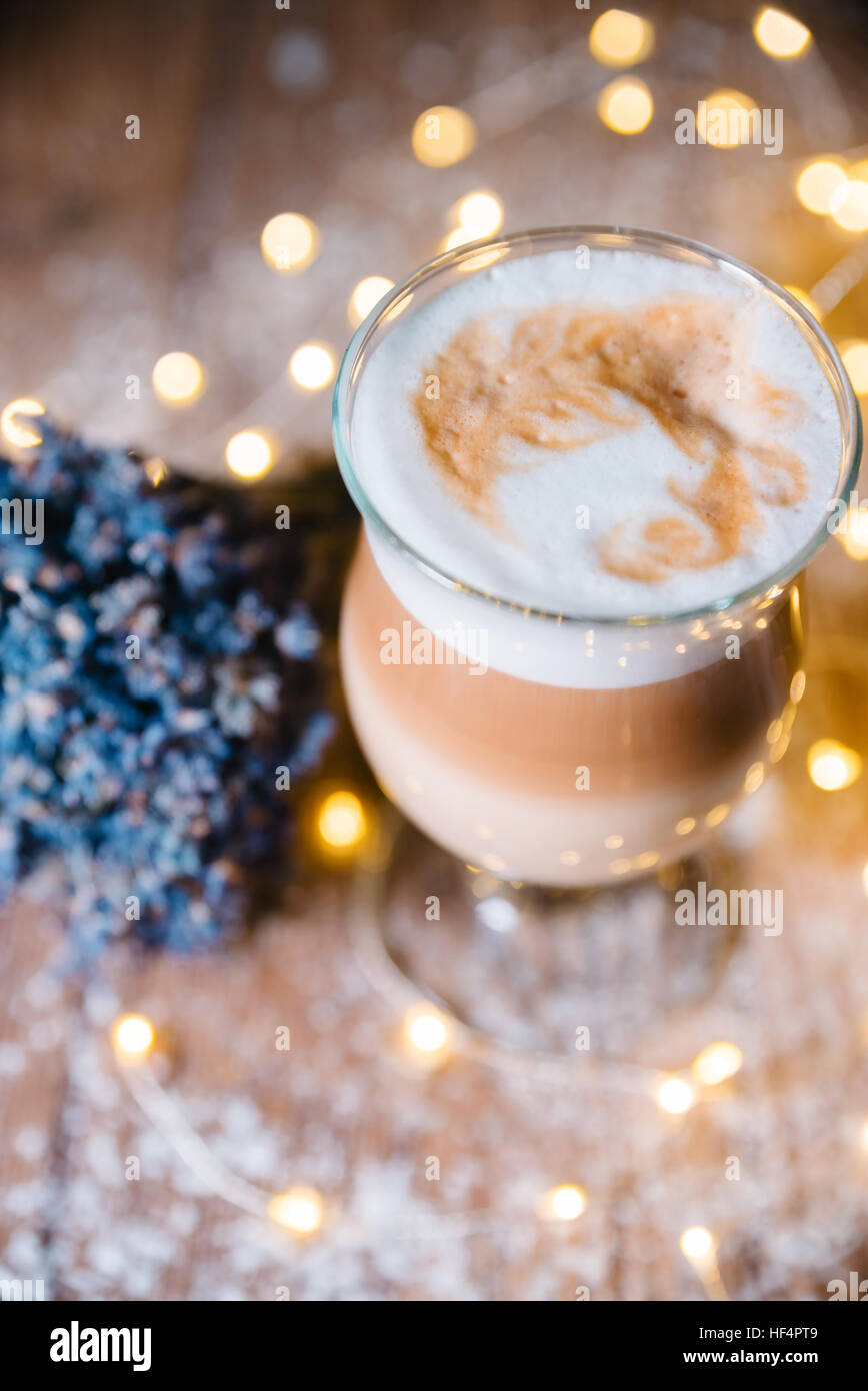 Fancy latte coffee in glass jar Stock Photo - Alamy