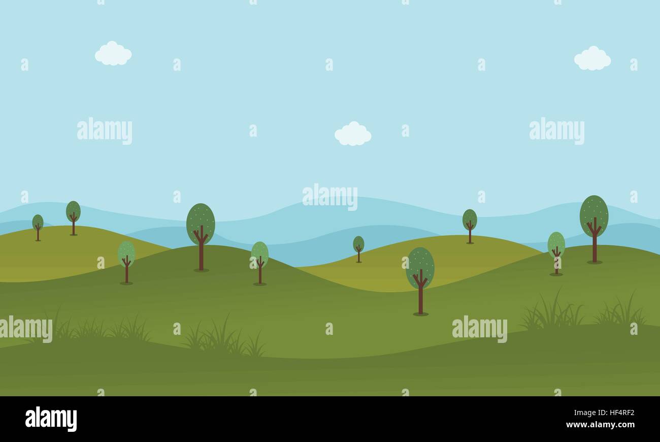 Green landscape vector flat illustration Stock Vector Image & Art - Alamy