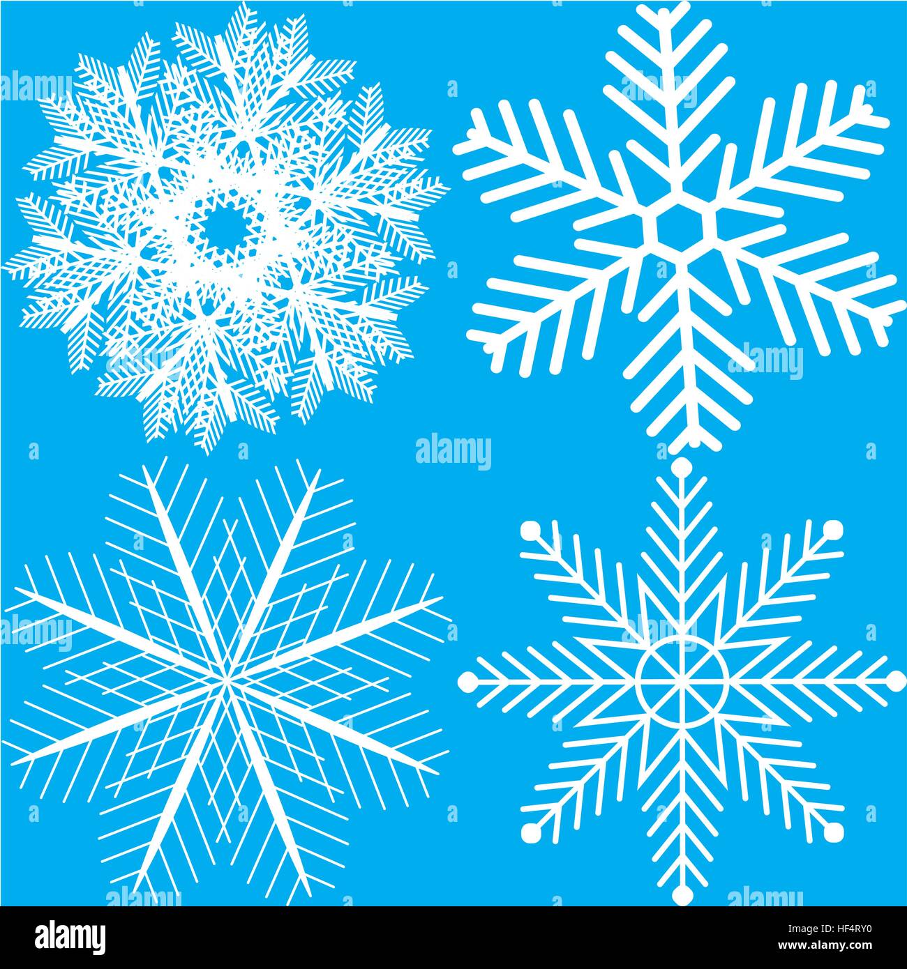 Collection of White Snowflakes and Blue Background Stock Vector Image ...