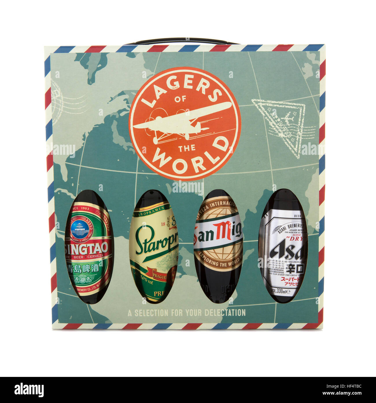 Lagers Of The World Box Set on a white background Stock Photo - Alamy