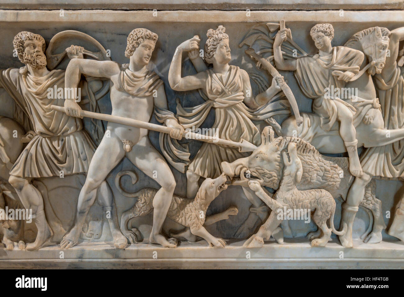 Roman sarcophagus with reliefs of the Calydonian Boar Hunt Capitoline ...