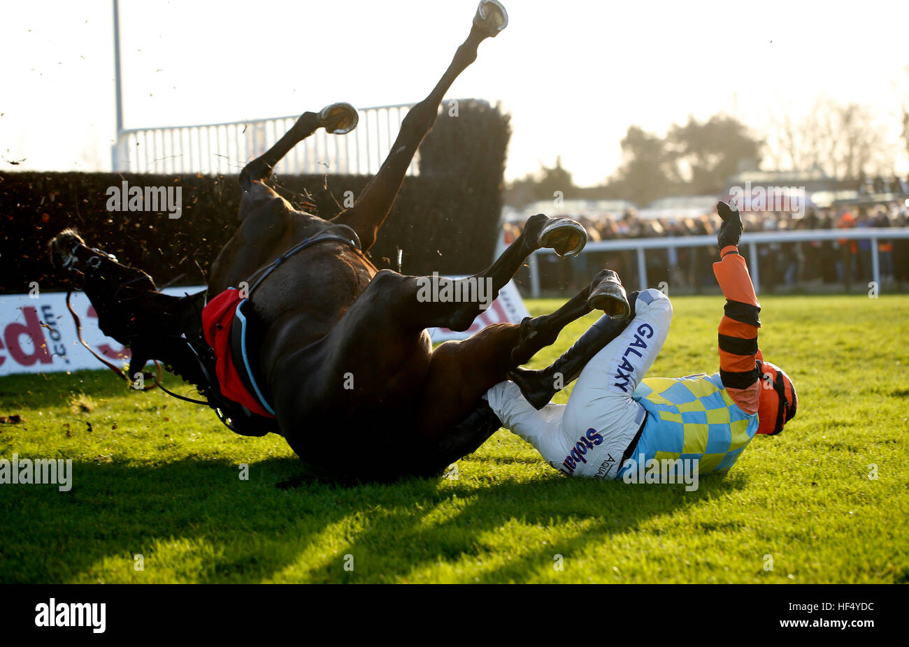 Daryl jacob fall last fence hi-res stock photography and images - Alamy