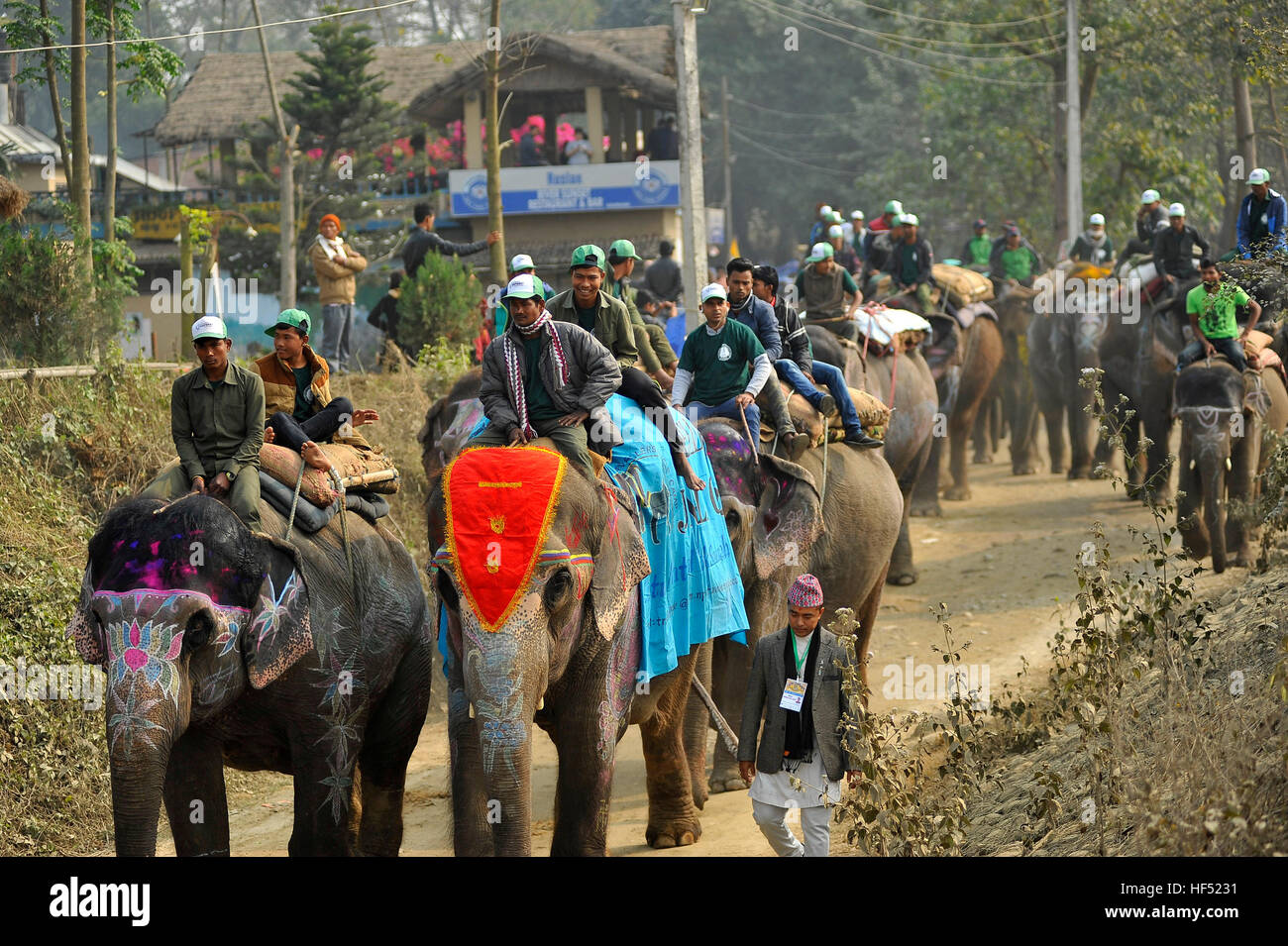 Kathmandu, Nepal. 26th Dec, 2016. Nepalese mahout along with their ...