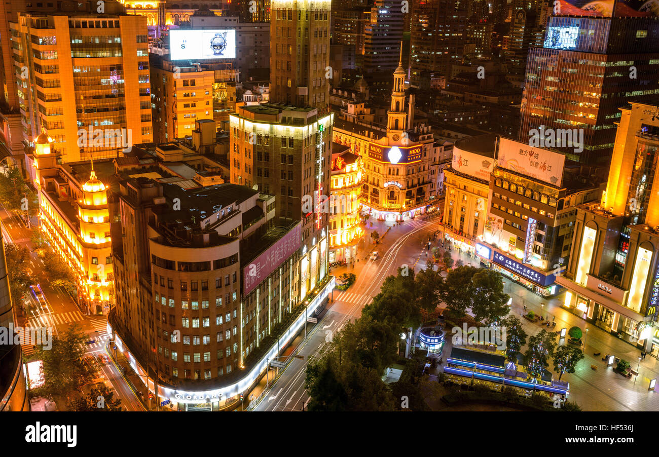 Nanjing Road at Night - A night overview of Nanjing Road, a busy ...
