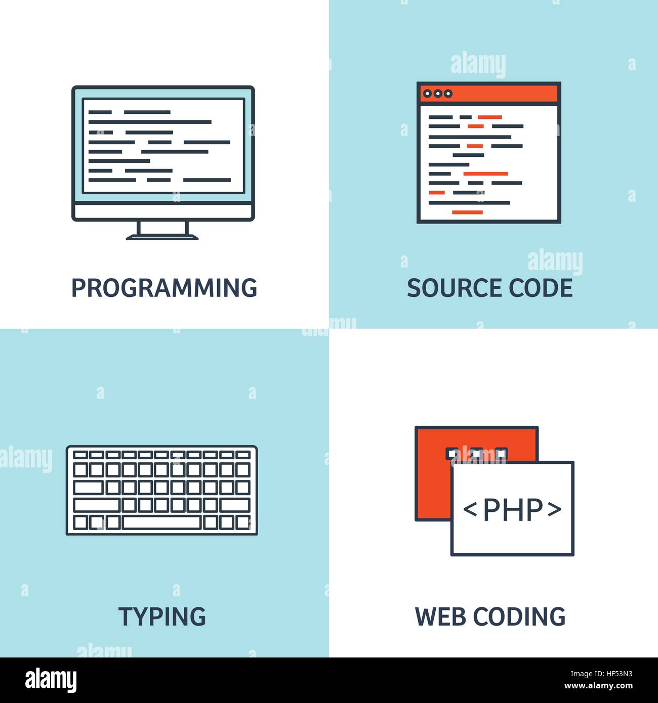 Vector illustration. Flat background. Coding, programming. SEO. Search engine optimization. App ...