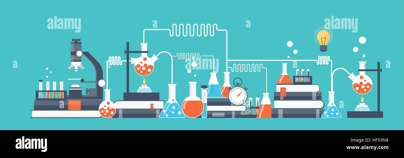 Vector illustration. Laboratory. Chemical research. Flat study ...