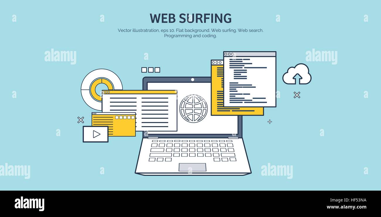 Vector Illustration Flat Background Coding Programming Seo Search Engine Optimization App