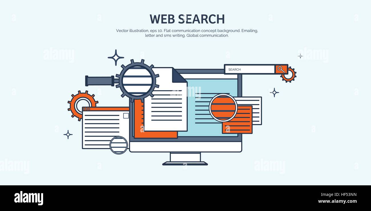 Vector illustration. Flat background. Coding, programming. SEO. Search engine optimization. App ...
