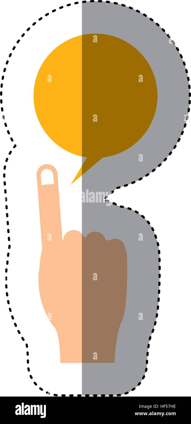 Bubble and hand icon. Communication message discussion and conversation ...