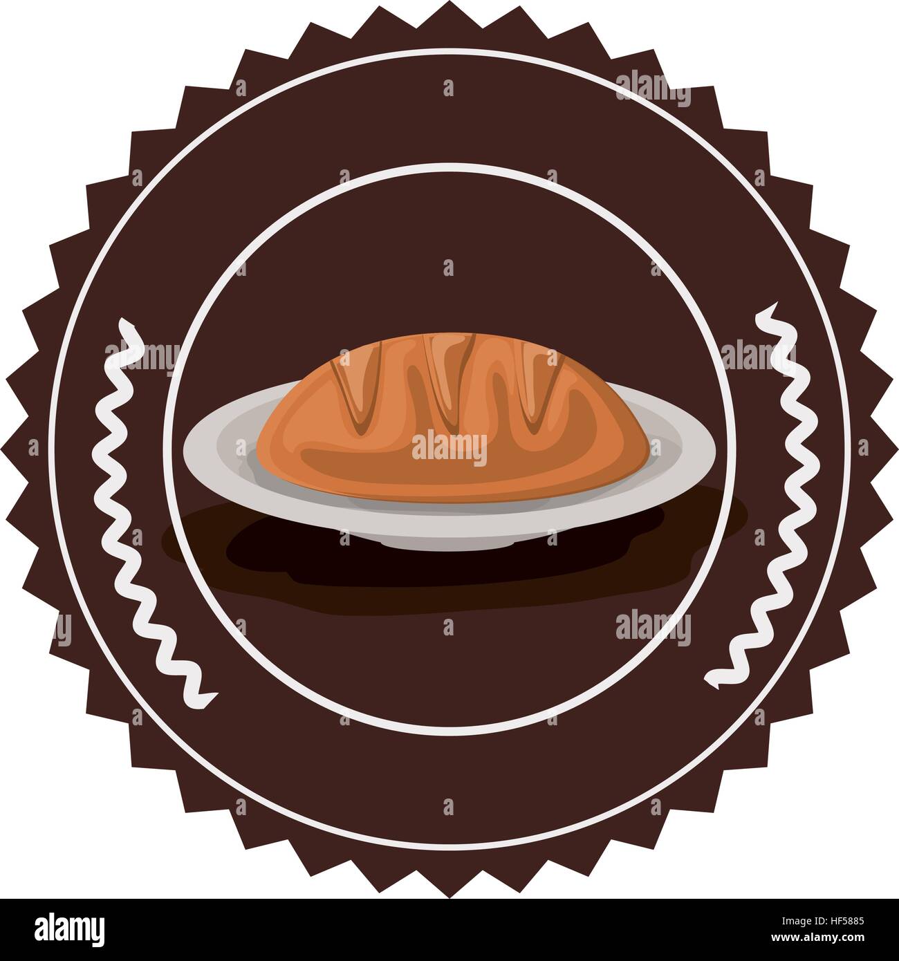 Bread inside seal stamp icon. Bakery food shop traditional and product ...