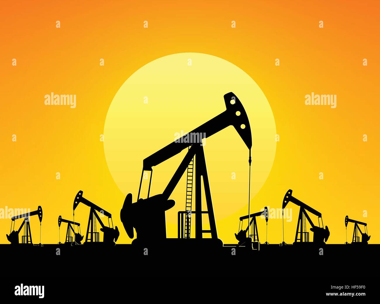 Silhouette oil production rig Stock Vector Images - Alamy