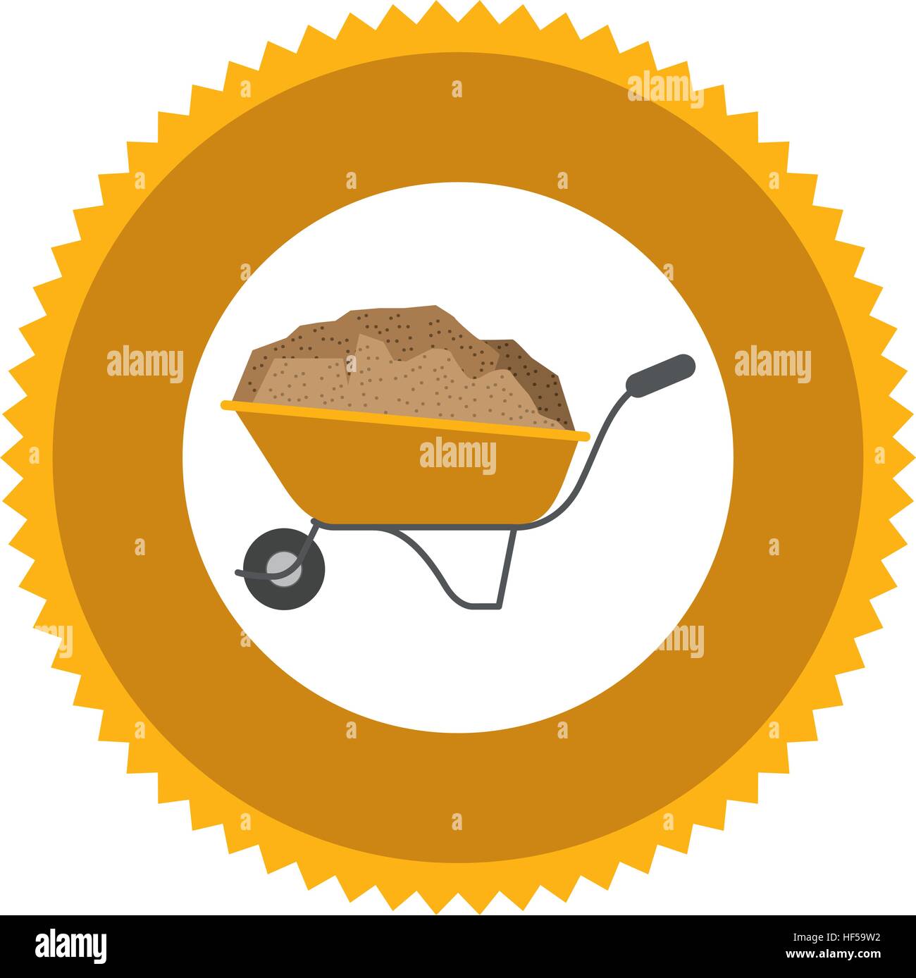Wheelbarrow icon. Under construction work repair and progress theme ...