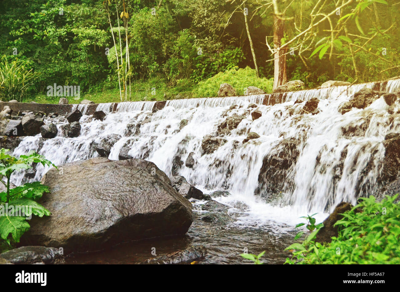 Low and wide waterfall Stock Photo - Alamy
