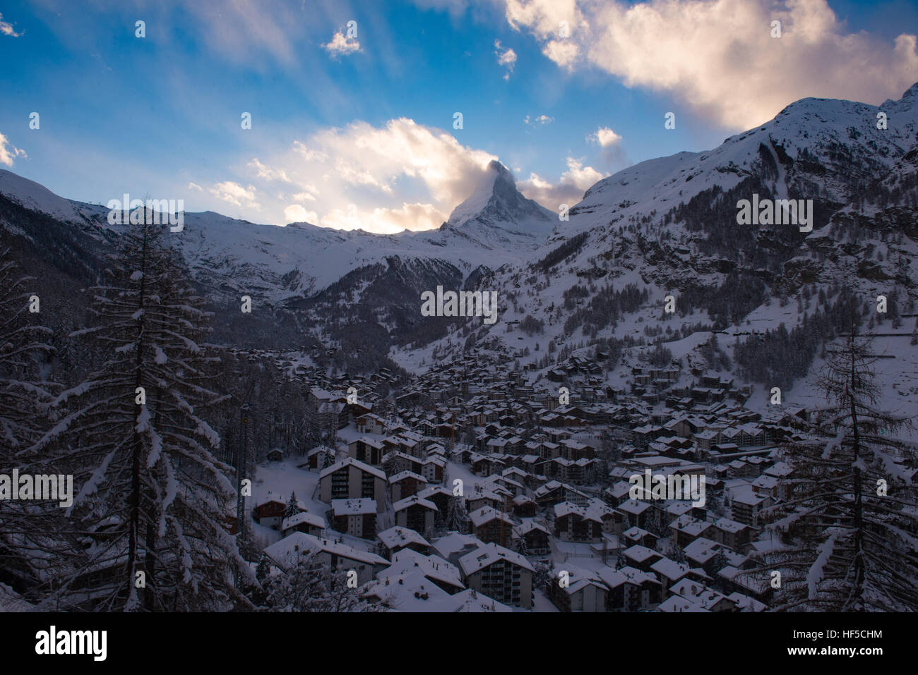 Aerial view on zermatt valley hi-res stock photography and images - Alamy