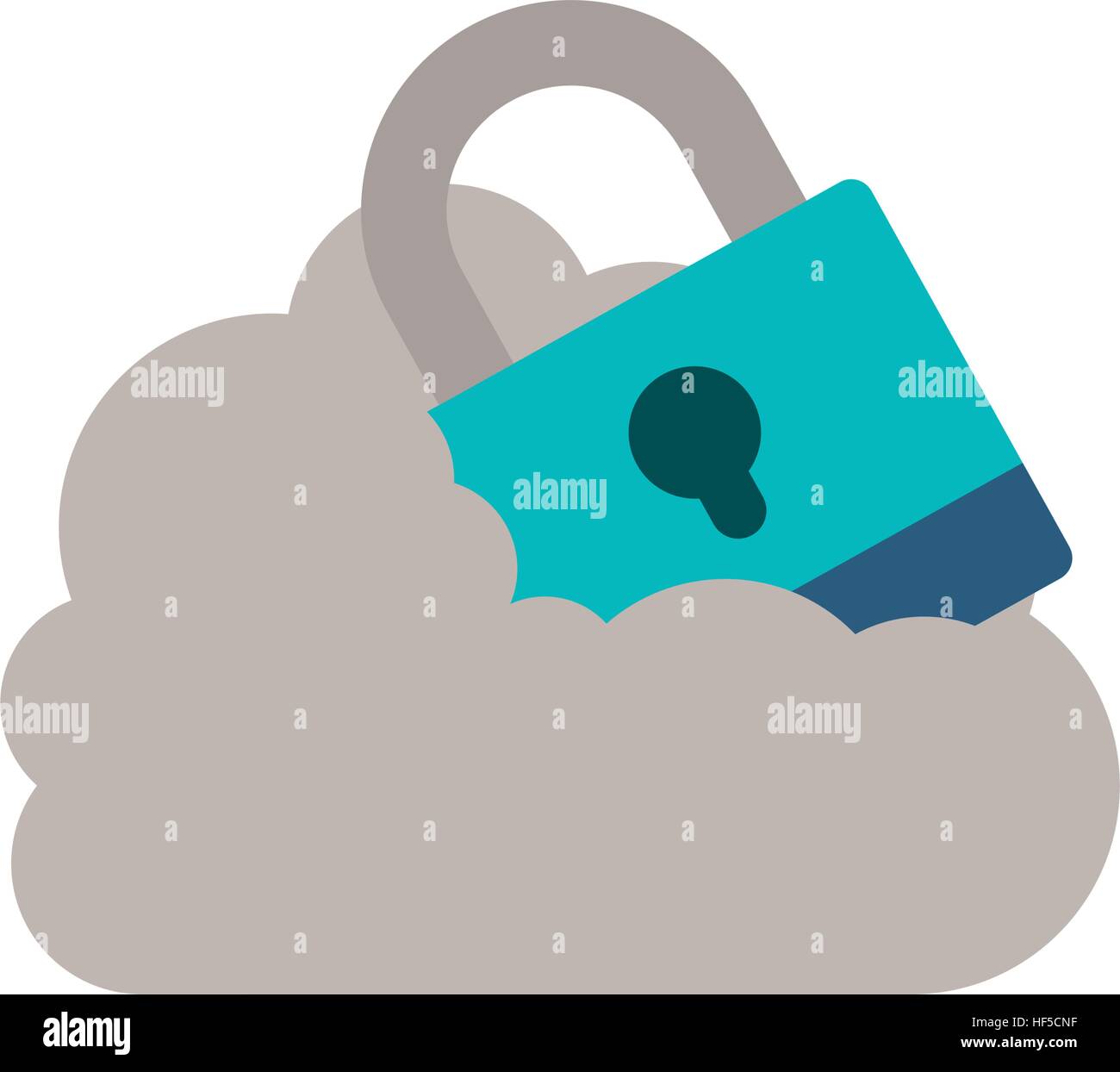 Cloud Computing And Padlock Icon Storage Technology Virtual And Network Theme Isolated Design