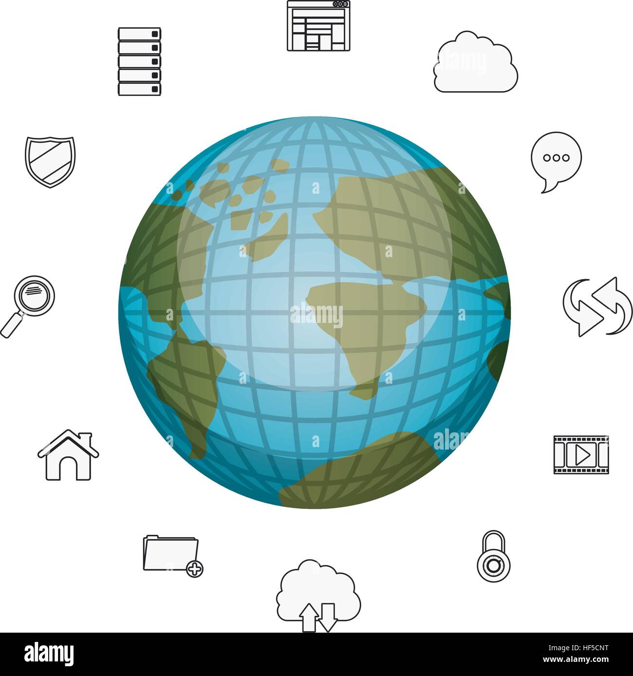 Global sphere icon. Communication internet connectivity and web theme. Isolated design. Vector ...