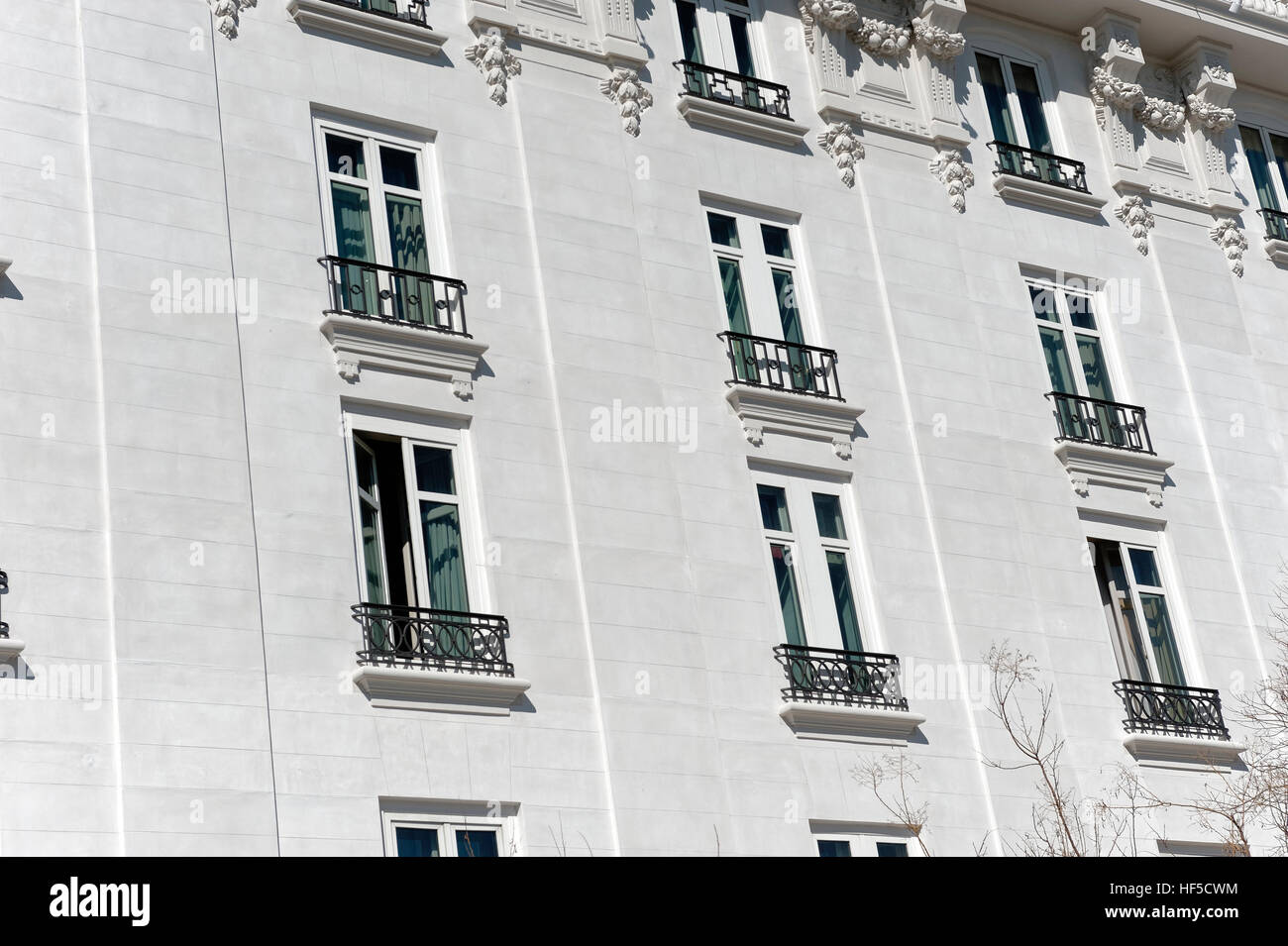 The classical balconies of Madrid, Spain Stock Photo - Alamy