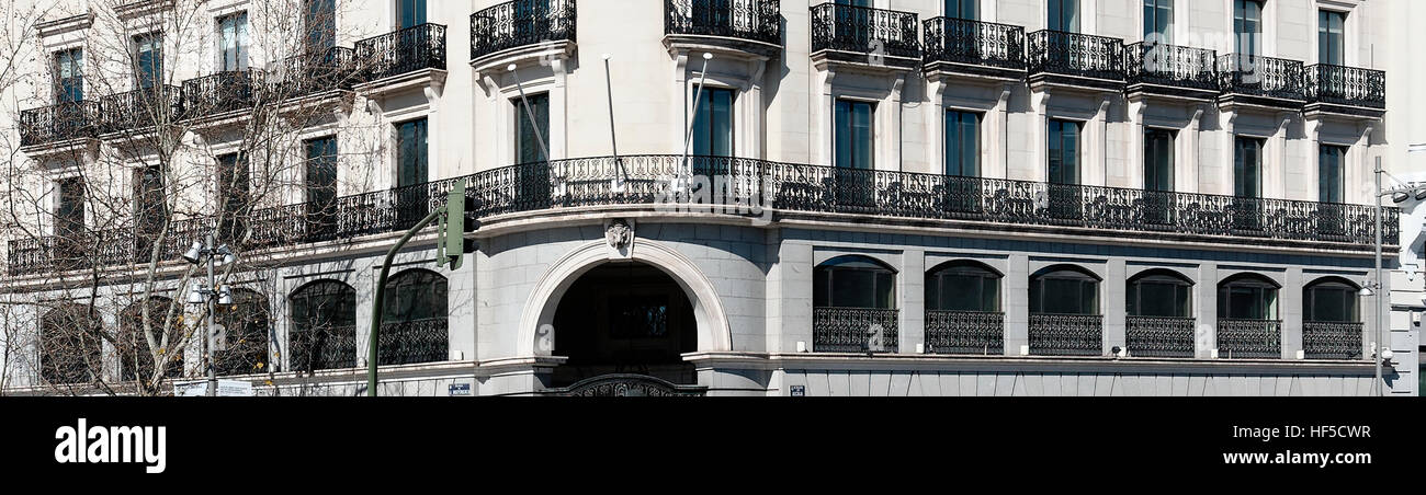 The classical balconies of Madrid, Spain Stock Photo - Alamy