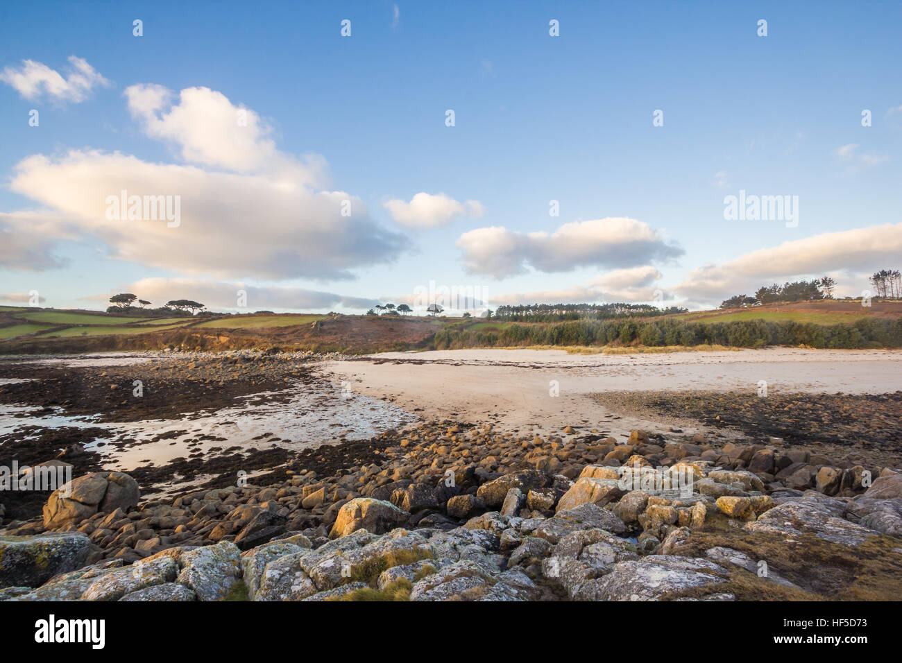 Early morning over Pelistry beach as seen from Toll's island, Isles of ...