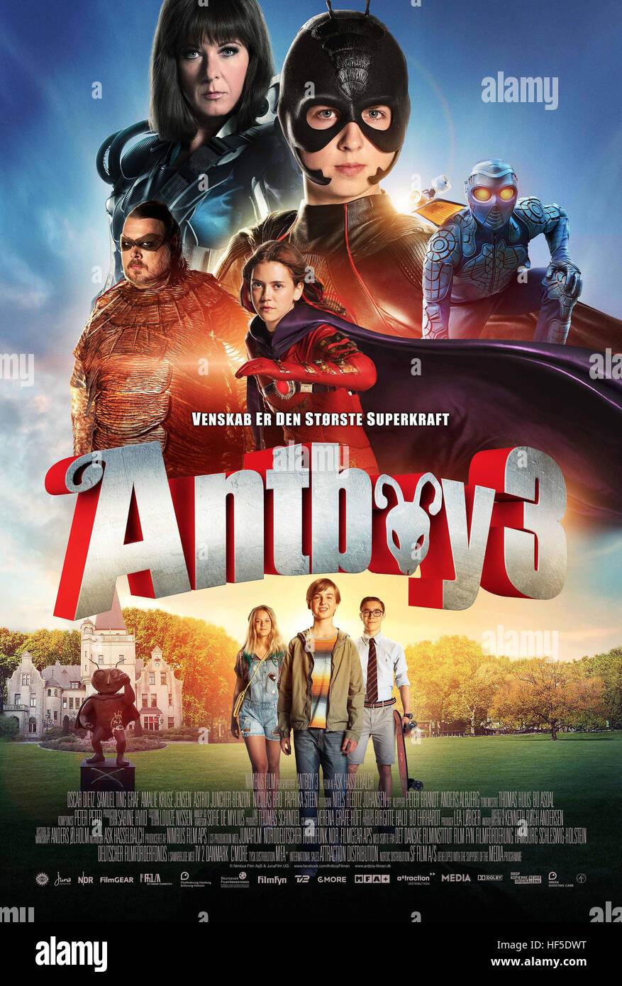 ANTBOY 3, Danish poster art, Nicolas Bro (left, mask), Paprika Steen ...