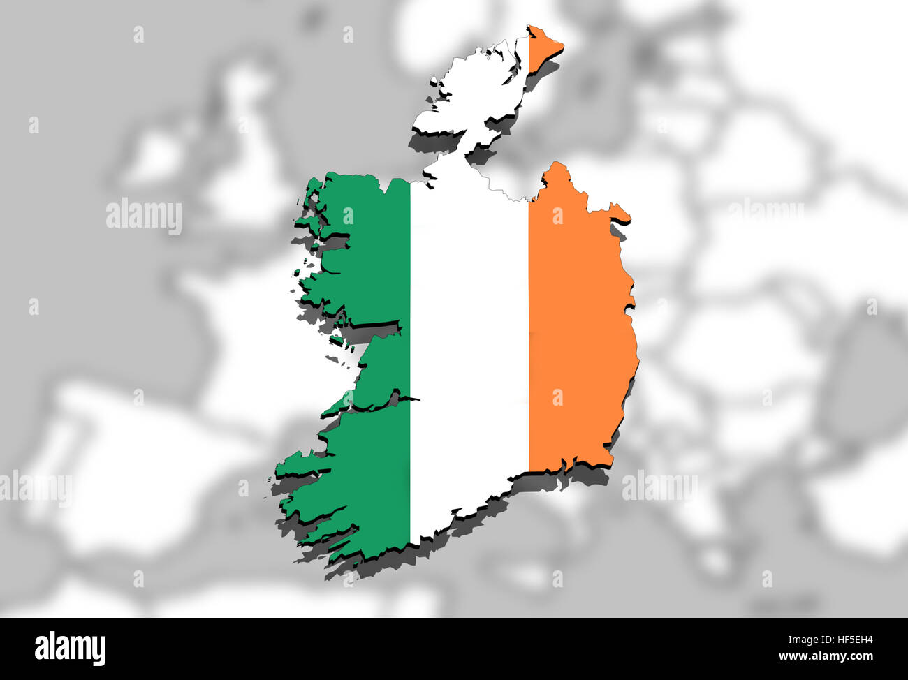 close up on Ireland map on Europe background Stock Photo - Alamy