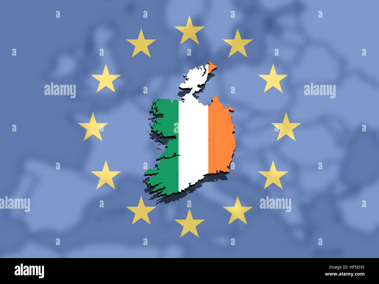 close up on Ireland map on Europe and Euro Union background Stock Photo ...
