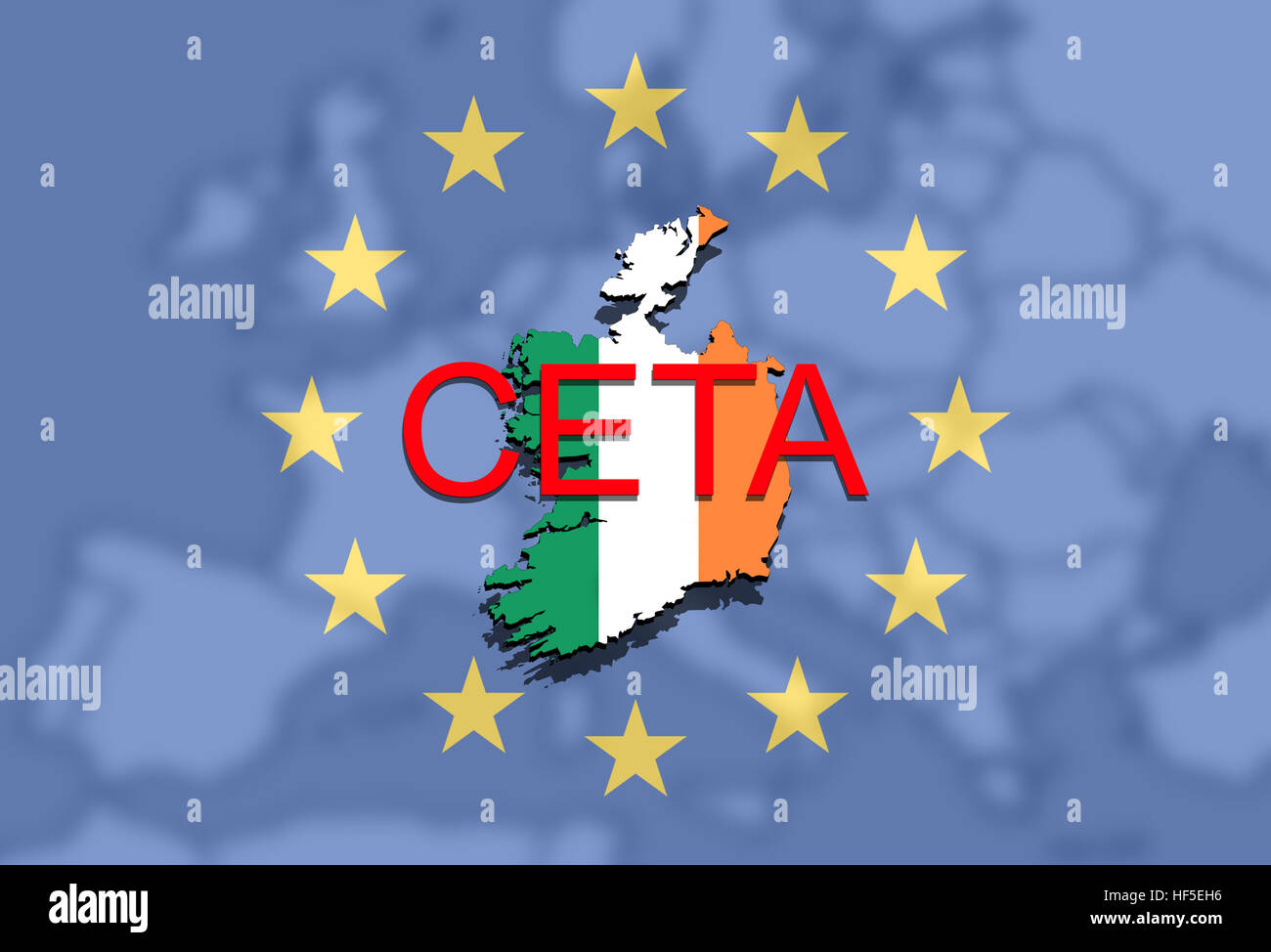 CETA - comprehensive economic and trade agreement, Ireland map Stock ...
