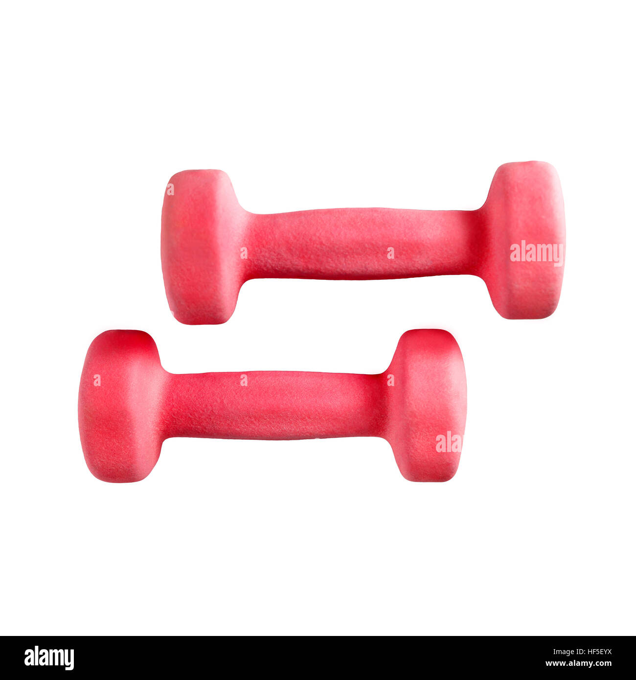 Two red dumbbells isolated on white background Stock Photo - Alamy
