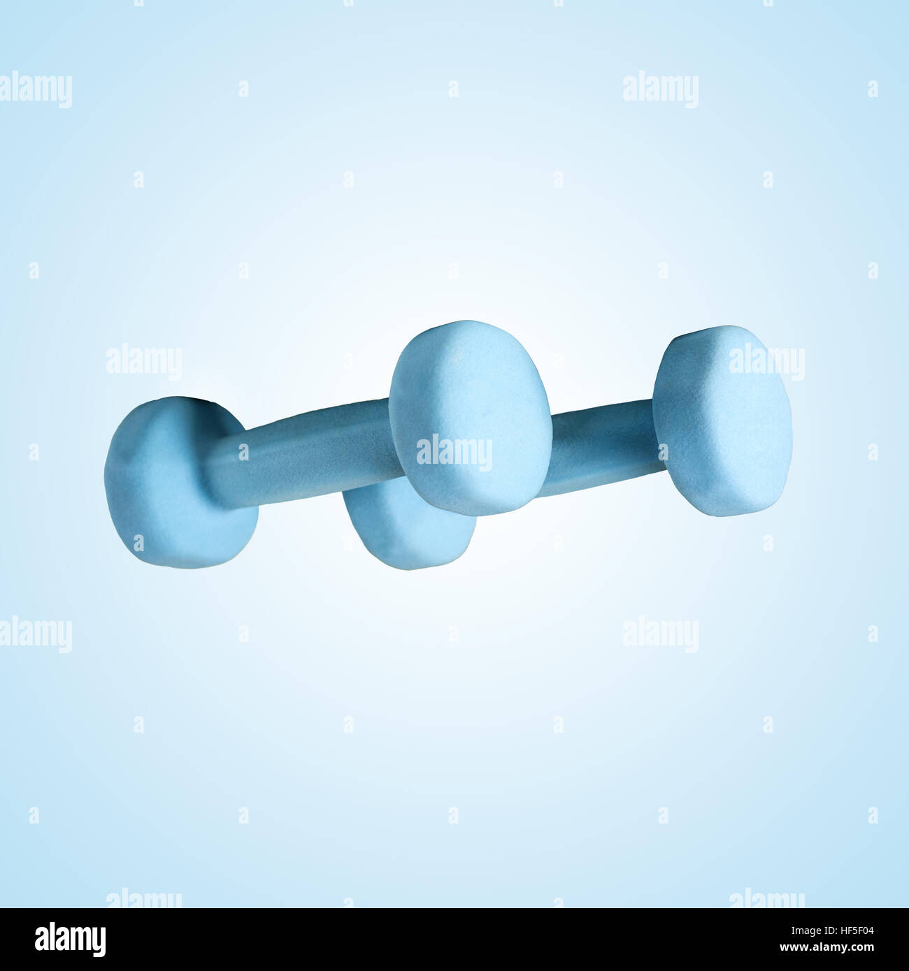 Two blue dumbbells on gradient background Stock Photo - Alamy