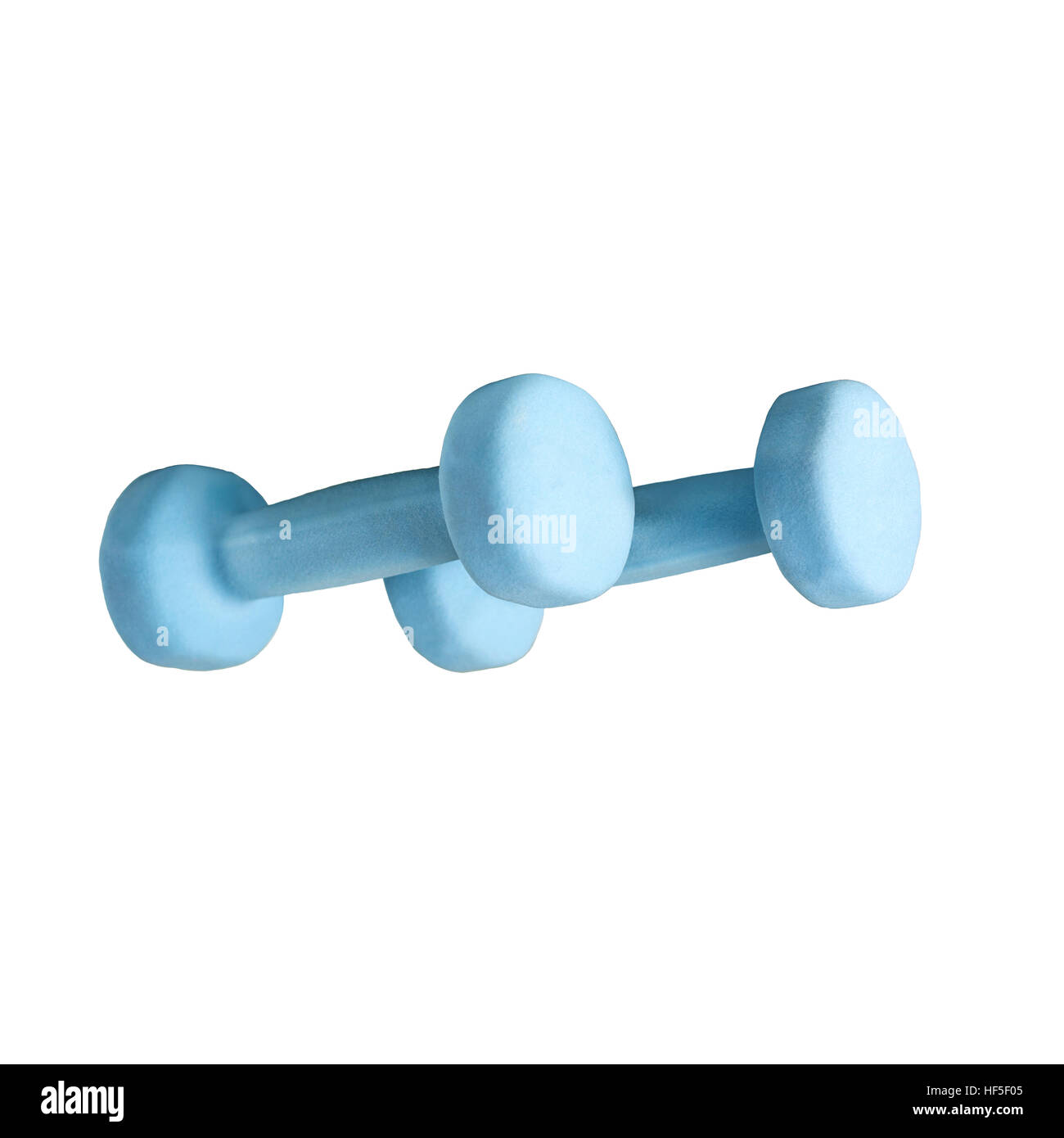 Two blue dumbbells isolated on white background Stock Photo - Alamy