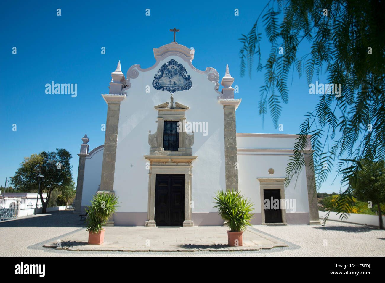 the Church Igreja de Sao Lourenco in the old town of Almancil at the ...