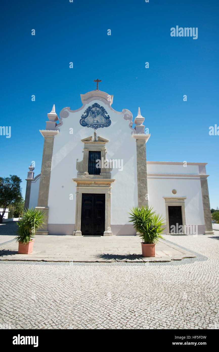 the Church Igreja de Sao Lourenco in the old town of Almancil at the ...
