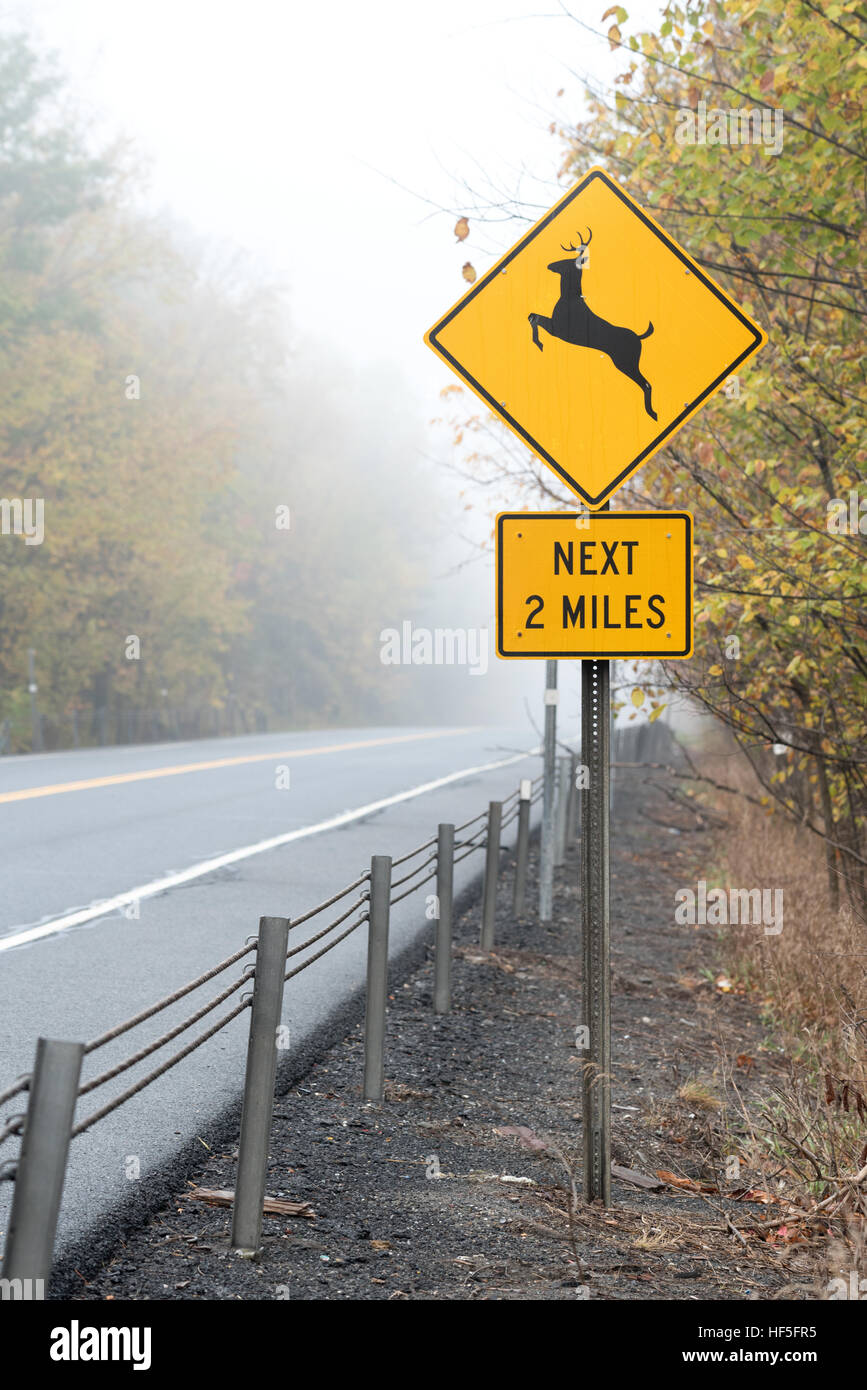 Road Deer Crossing Sign High Resolution Stock Photography and Images ...
