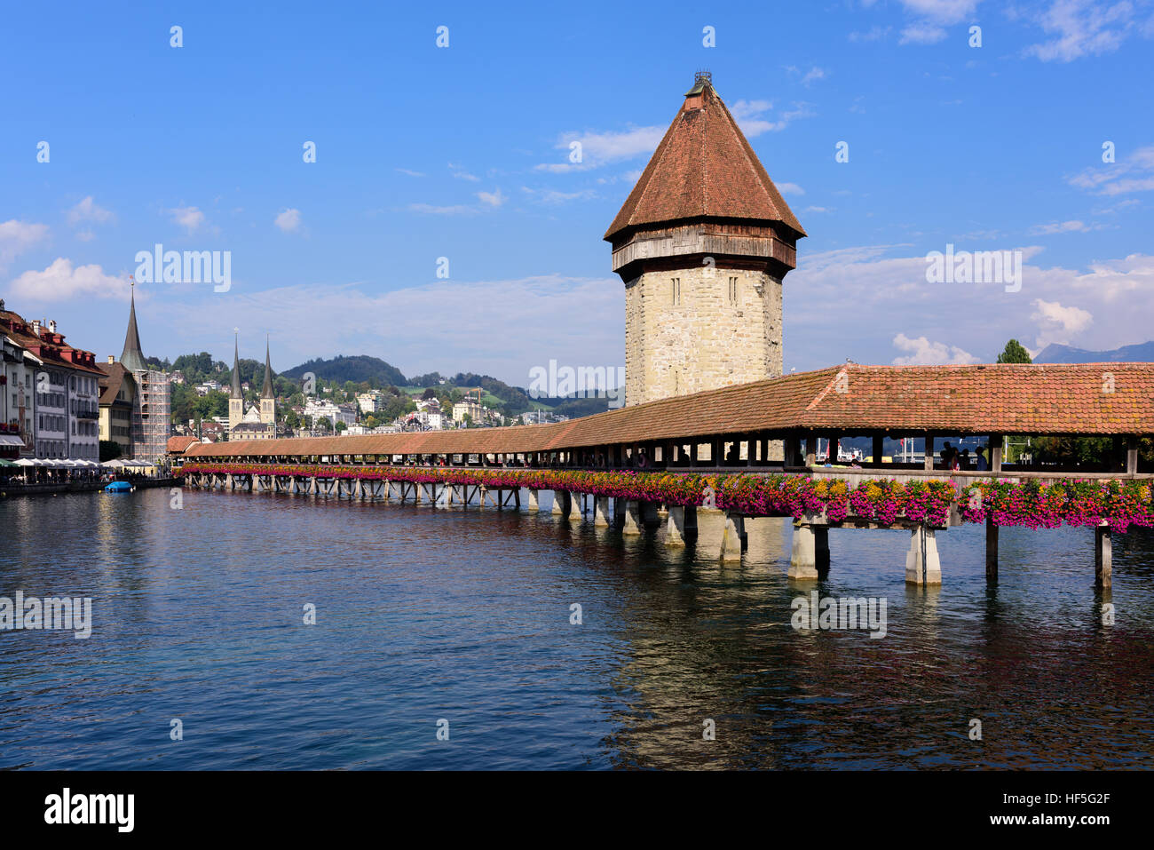 Lucerne Chapel Bridge and Water Tower Stock Photo - Alamy
