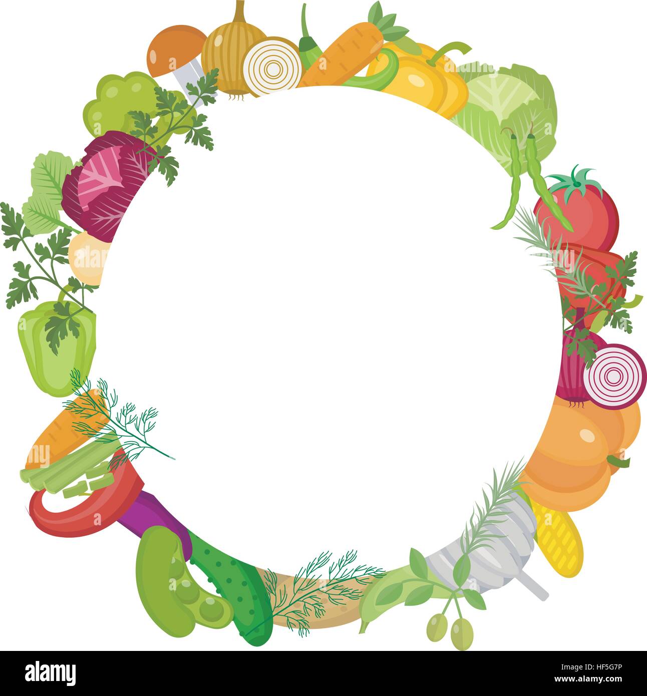 Border design fresh vegetables illustration hi-res stock photography ...