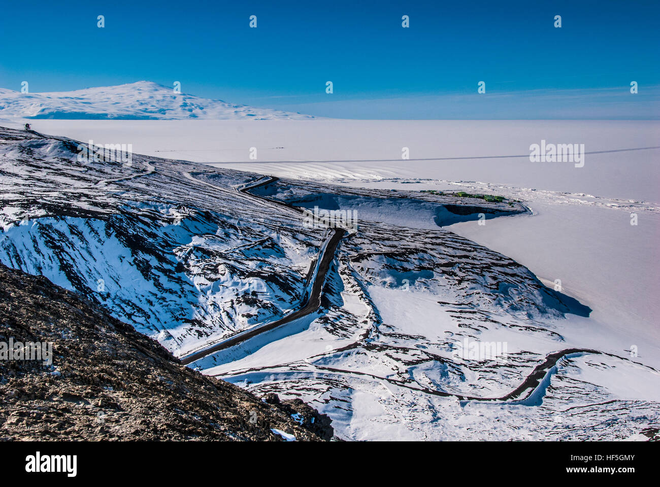 Road to Scott Base from Observation Hill, McMurdo Station, Ross Island ...