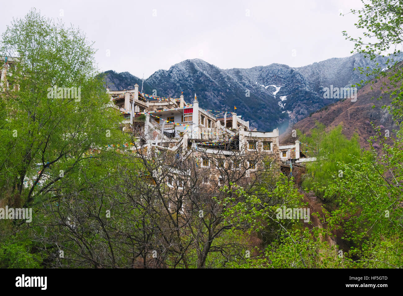 Tibetan village in the mountain, Jinchuan, Sichuan Province, China ...