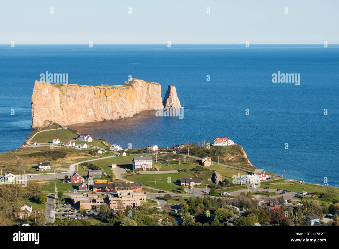 Percé rock and Percé village in Gaspésie, Canada, 2016 Stock Photo - Alamy