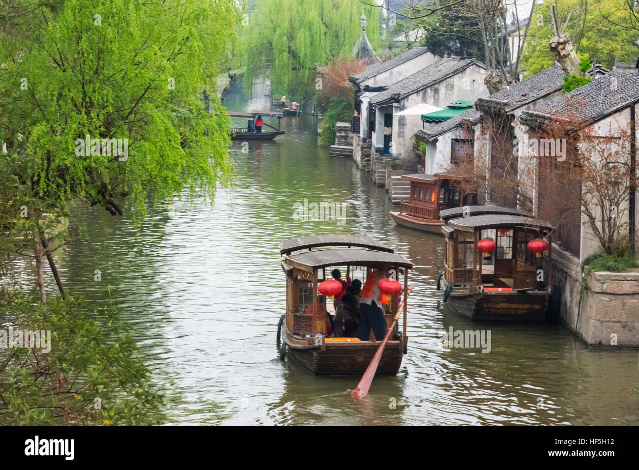 Rowing boat on the Grand Canal, Nanxun Ancient Town, Zhejiang Province ...