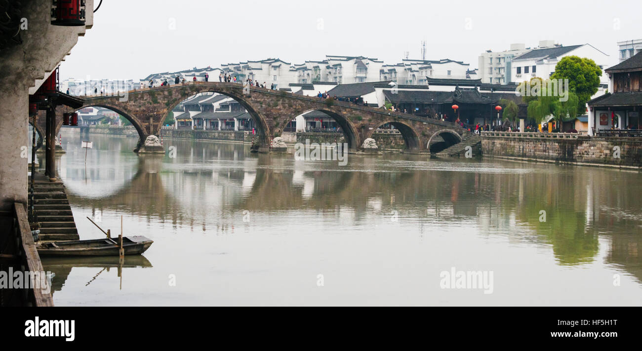 Guangji Bridge on Grand Canal, Tangqi Ancient Town, Hangzhou, Zhejiang ...