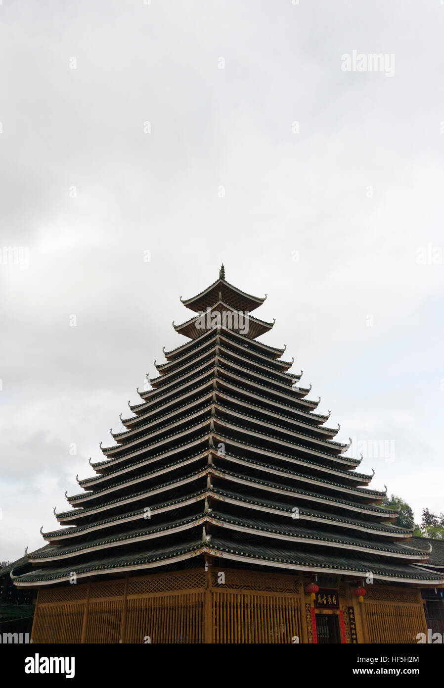 Dong people's drum tower, Chengyang, Sanjiang, Guangxi Province, China ...